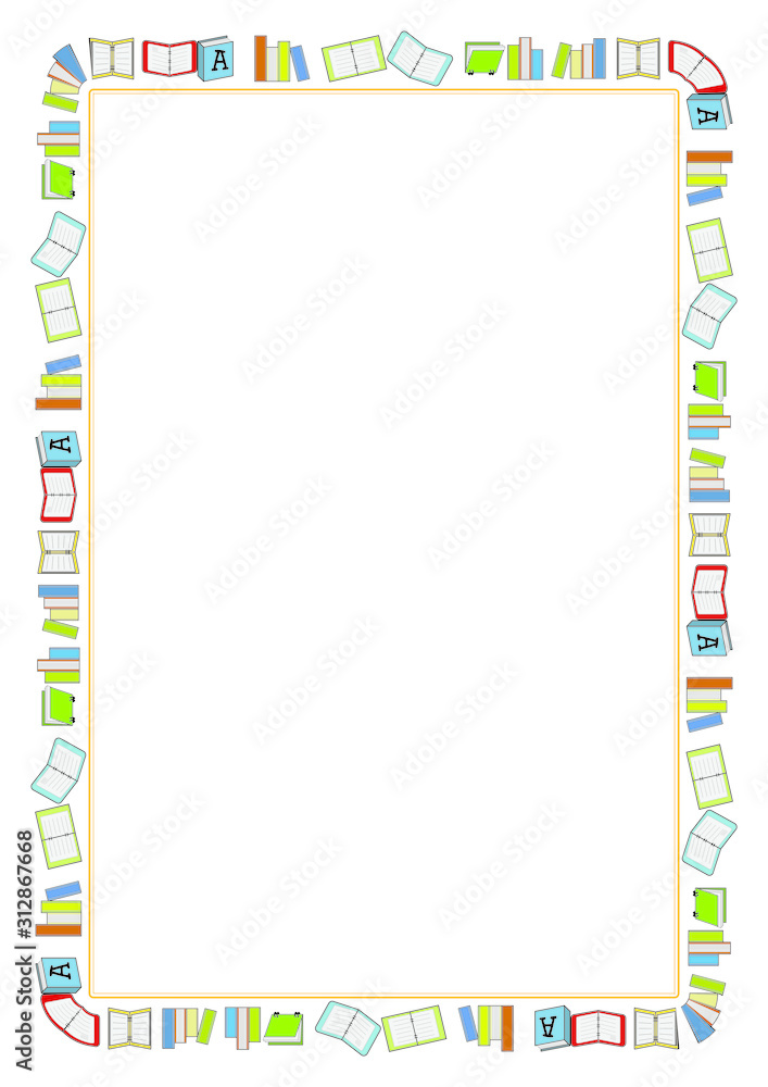 frame with back to school theme elements. School theme frame. Education ...