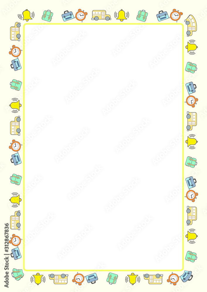 frame with back to school theme elements. School theme frame. Education ...