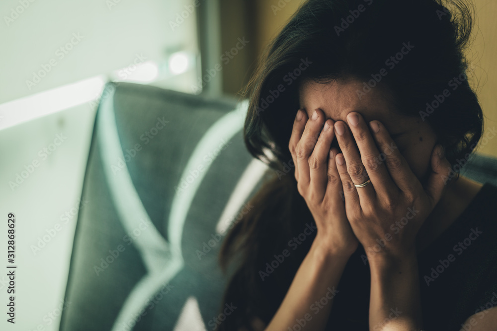 panic attacks alone young woman sad fear stressful depressed emotion ...