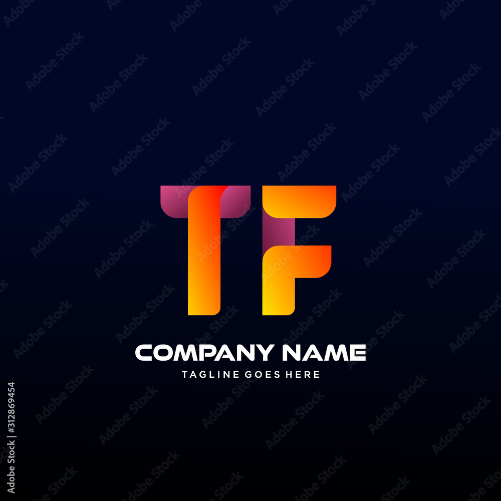 Letter TF initial Logo Vector With colorful Stock Vector | Adobe Stock