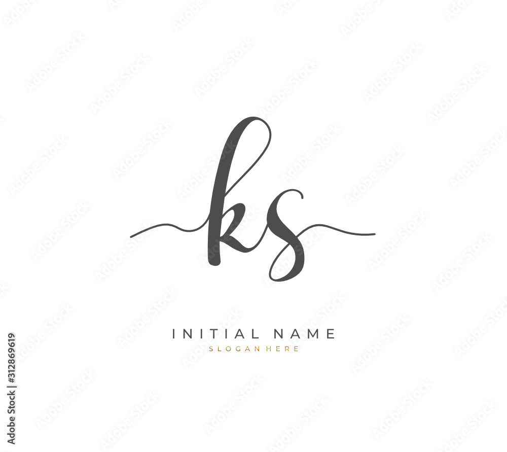 Handwritten letter K S KS for identity and logo. Vector logo template ...
