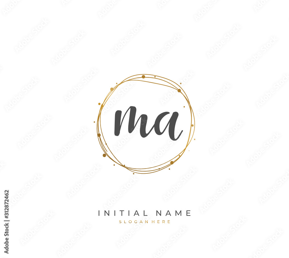 Handwritten letter M A MA for identity and logo. Vector logo template ...