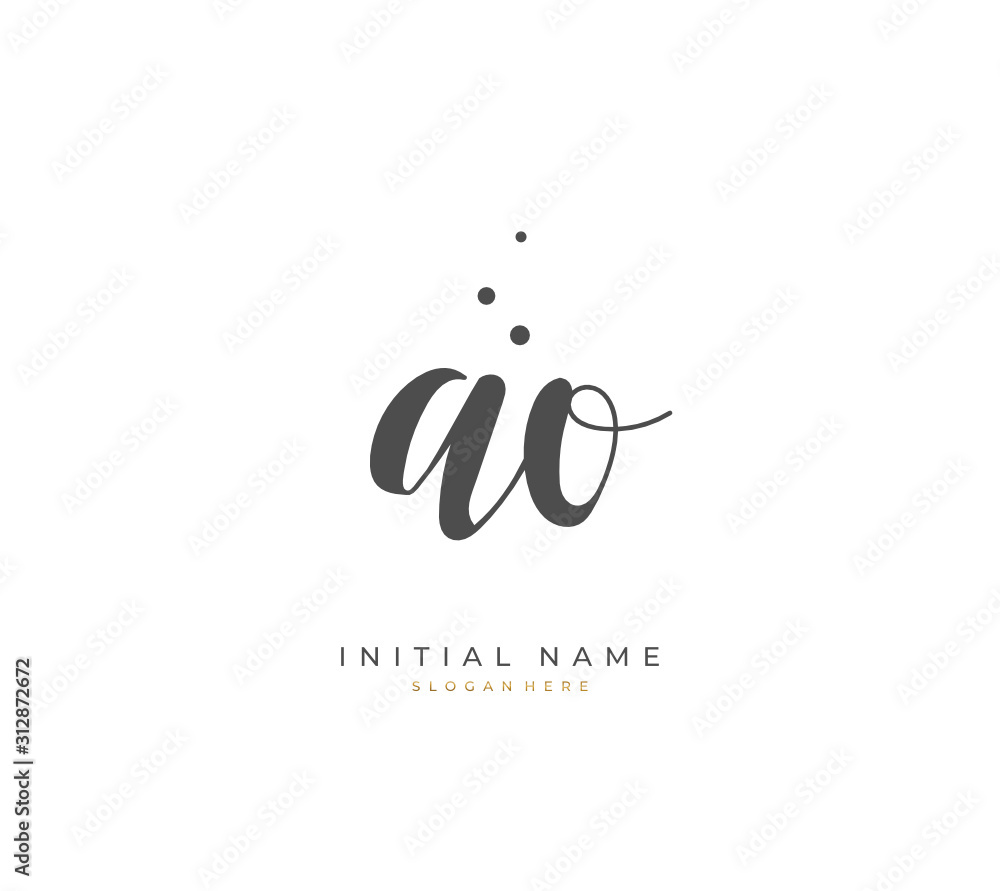 Handwritten letter A O AO for identity and logo. Vector logo template ...