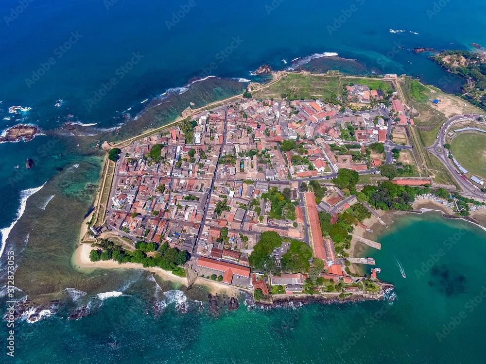 Galle Dutch Fort. Galle Fort, Sri Lanka, as seen from the air. Galle ...