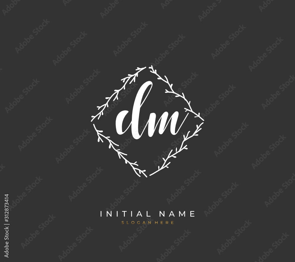 Handwritten letter D M DM for identity and logo. Vector logo template ...