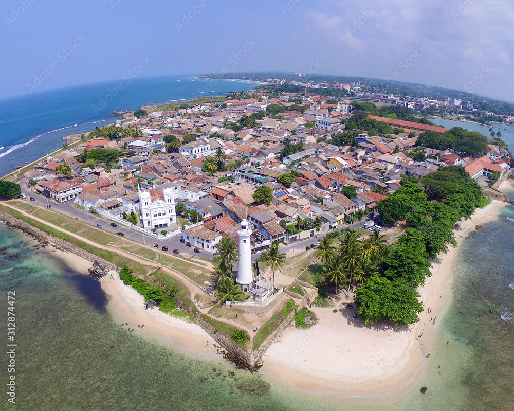 Galle Dutch Fort. Galle Fort, Sri Lanka, as seen from the air. Galle ...