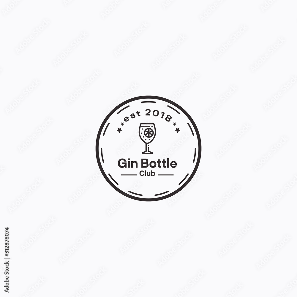 Gin Bottle logo design template full vector Stock Vector | Adobe Stock