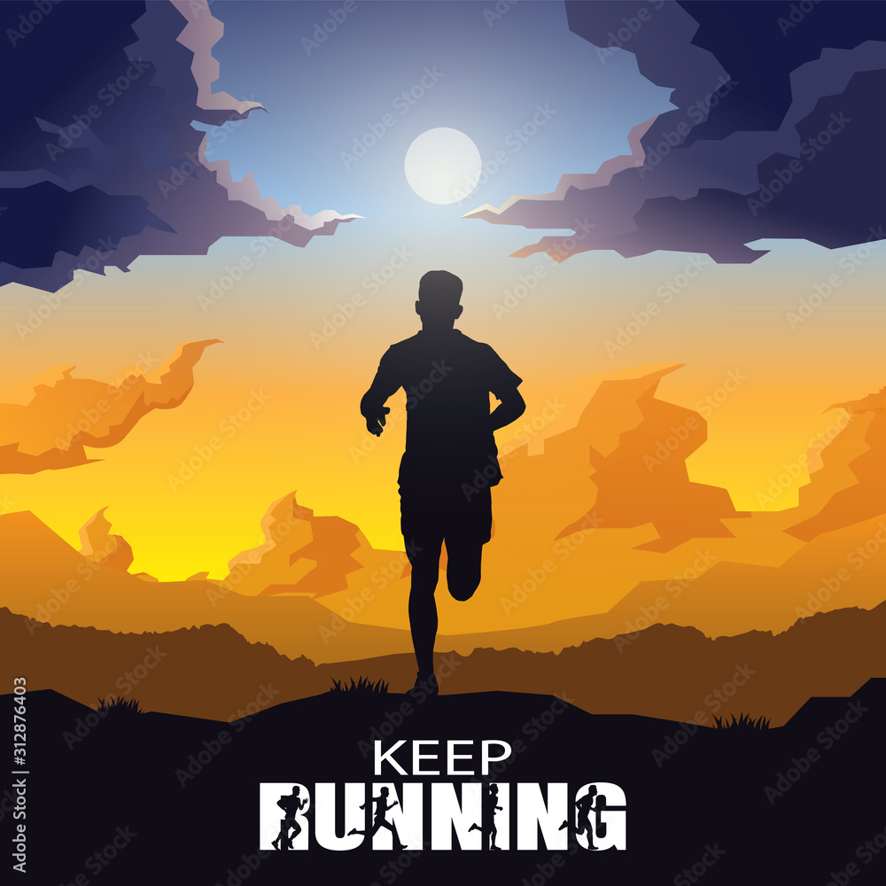 Running silhouettes. Vector illustration, Trail Running, Marathon ...