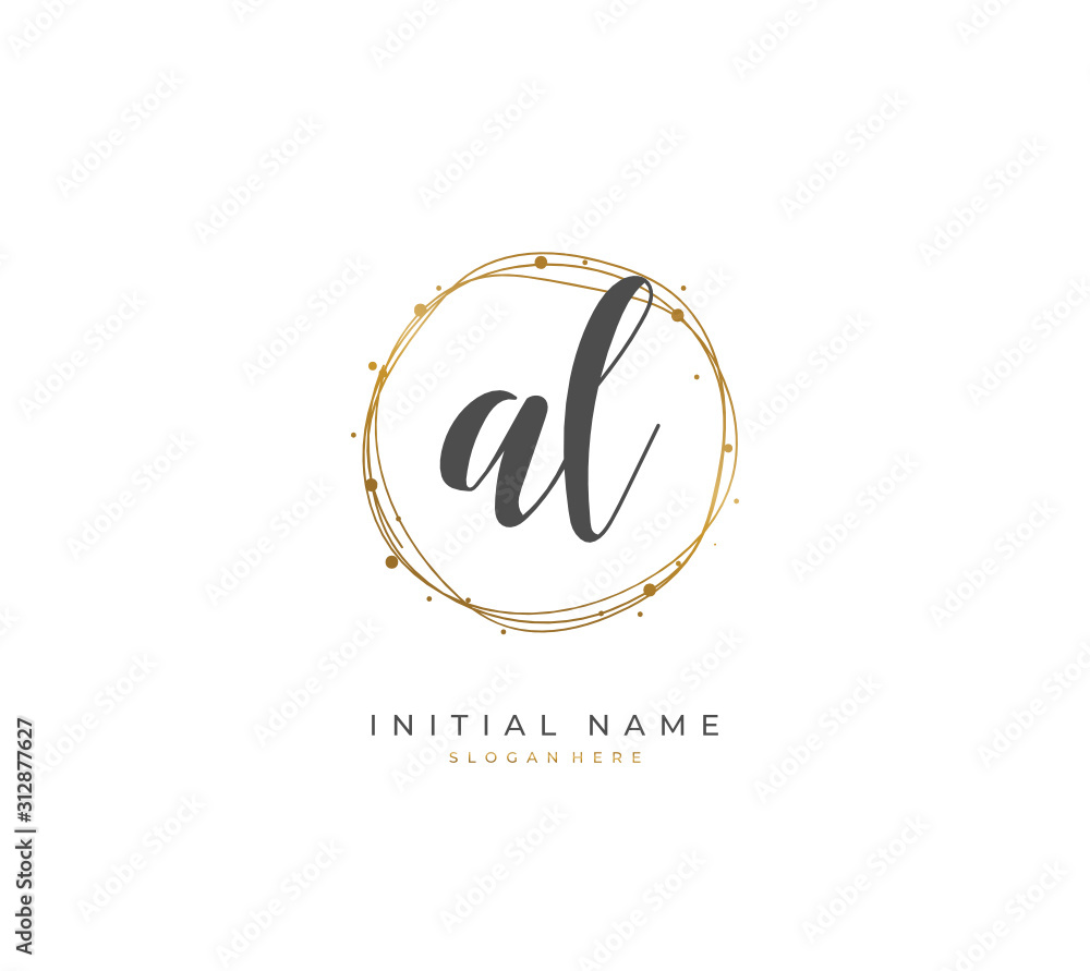 Handwritten letter A L AL for identity and logo. Vector logo template ...