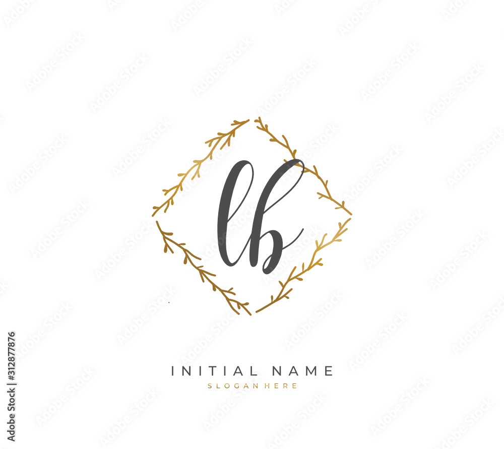 Handwritten letter L B LB for identity and logo. Vector logo template ...