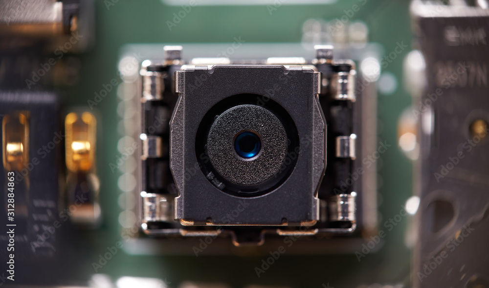 Camera module on smartphone PCB. Stock Photo | Adobe Stock