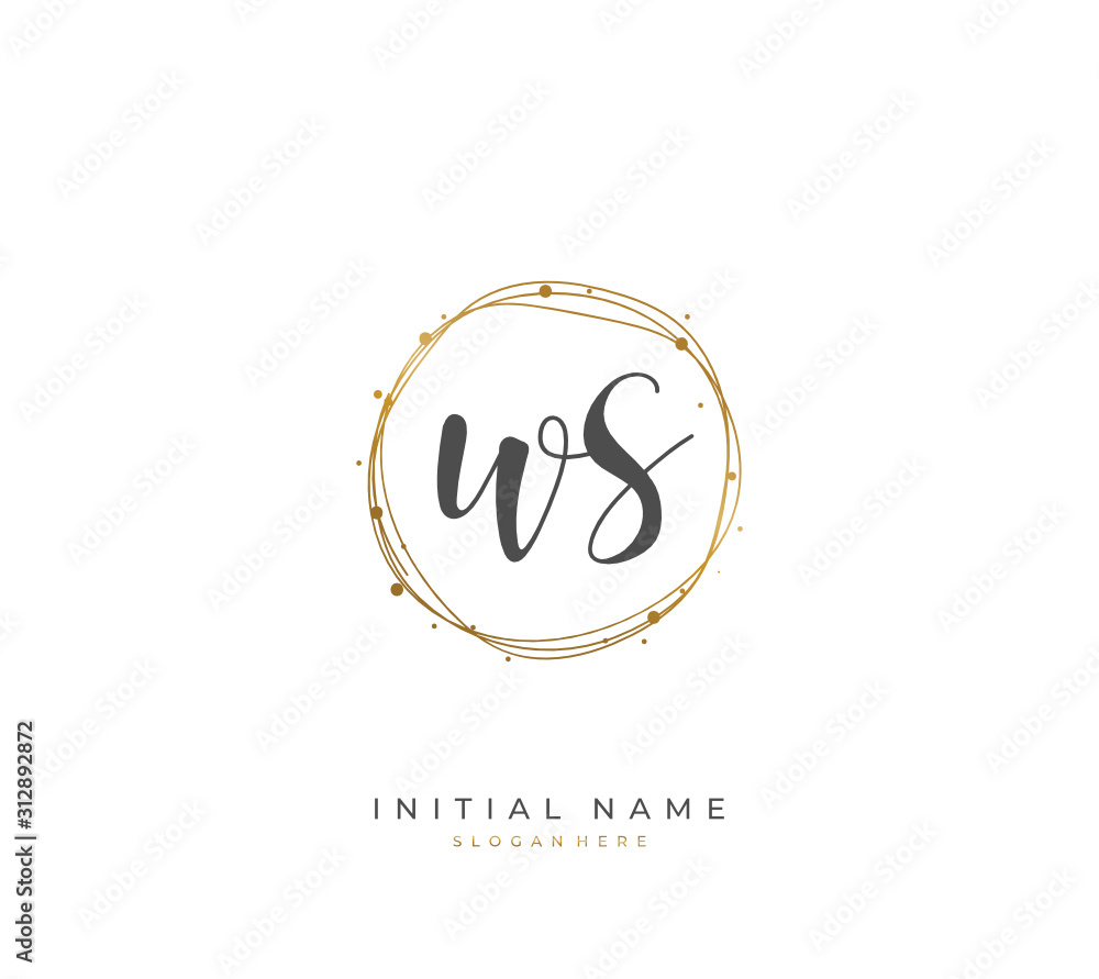 Handwritten letter W S WS for identity and logo. Vector logo template ...