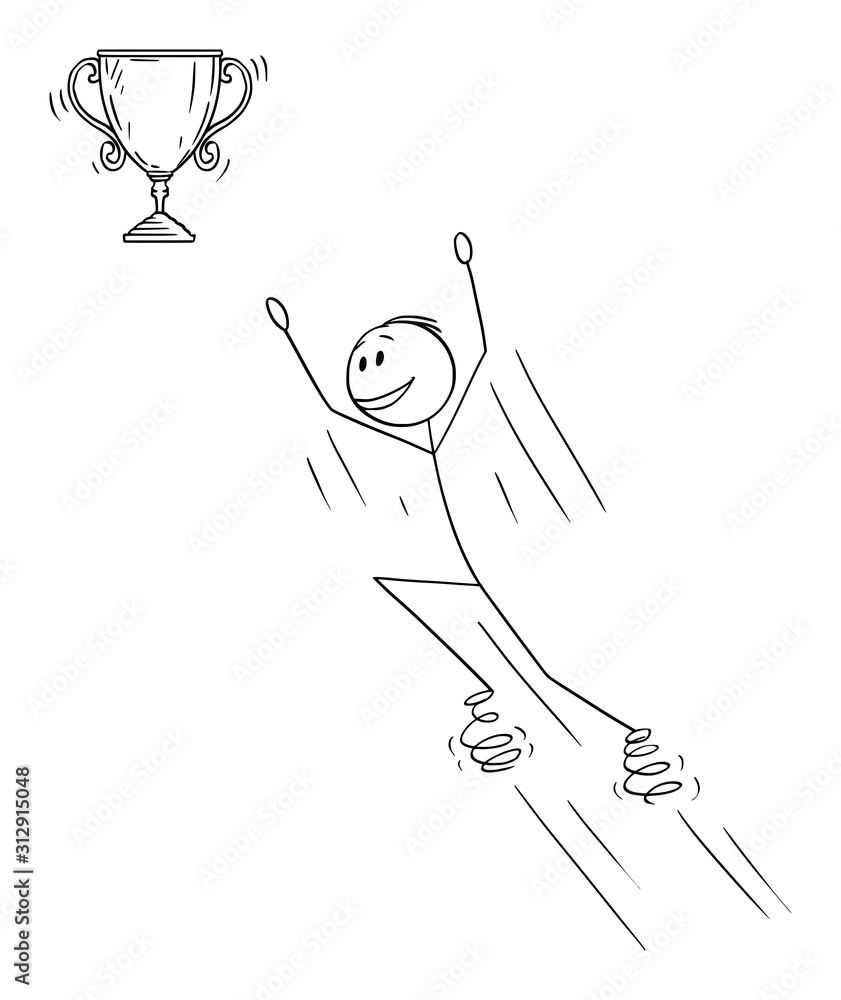 Vector cartoon stick figure drawing conceptual illustration of man or ...