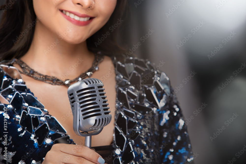 Retro silver Microphone for Interview Speech Session during contest of ...
