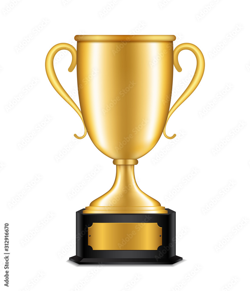 Realistic award cup for winner, champion. Golden trophy for ...