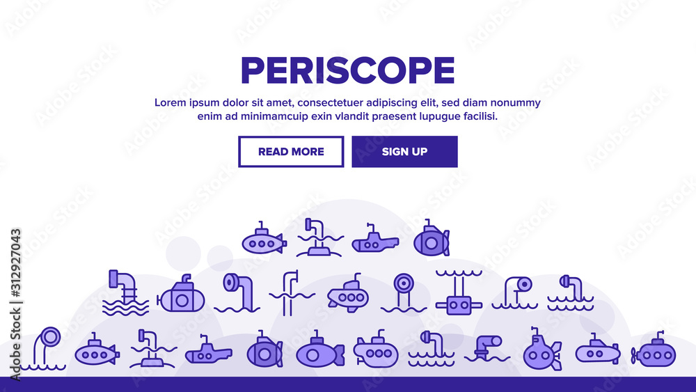 Periscope Landing Web Page Header Banner Template Vector. Military ...