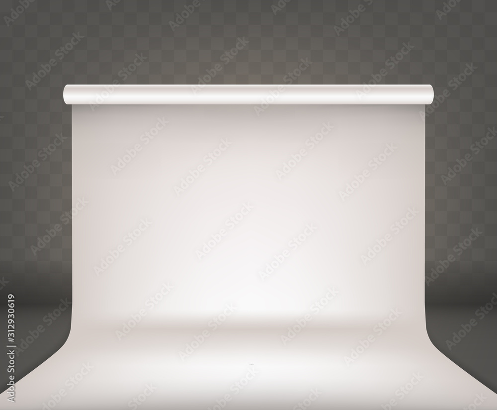Photo studio empty interior with white blank background realistic ...