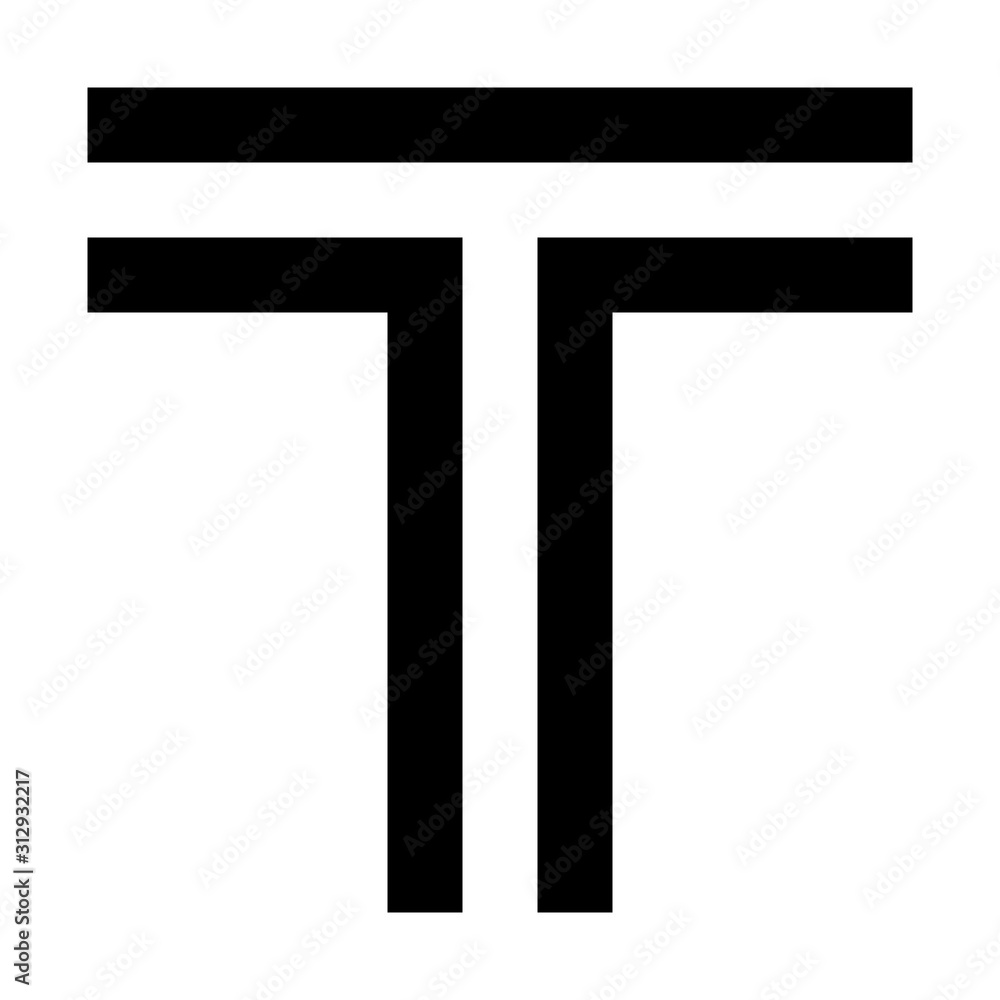 Letters and numbers - square outline font - black letter T - vector ...