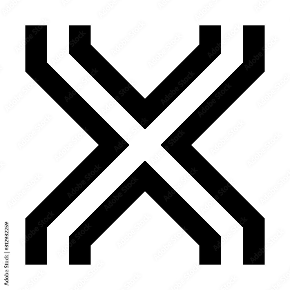 Letters and numbers - square outline font - black letter X - vector ...