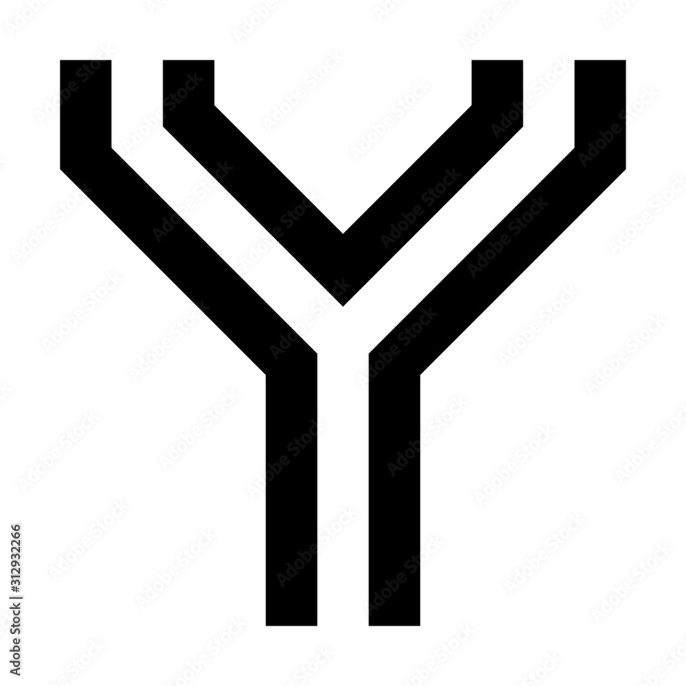 Letters and numbers - square outline font - black letter Y - vector ...