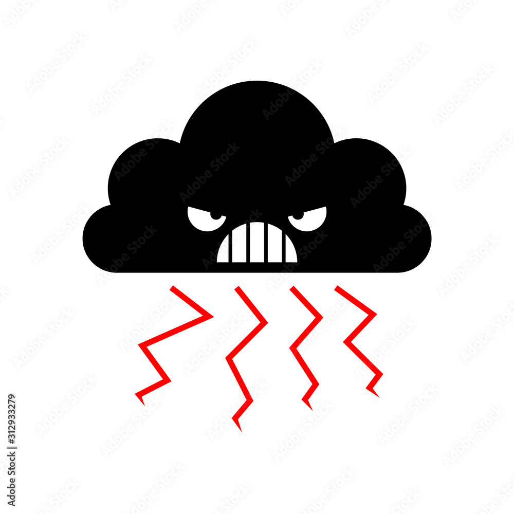 Angry cloud. Thunder and lightning. vector illustration Stock Vector ...