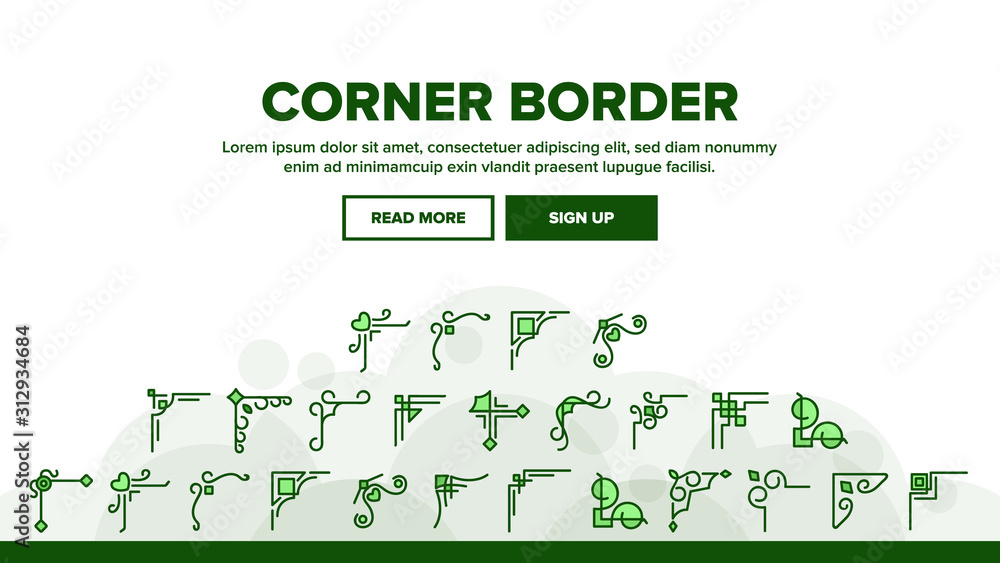 Corner Border Landing Web Page Header Banner Template Vector. Different ...