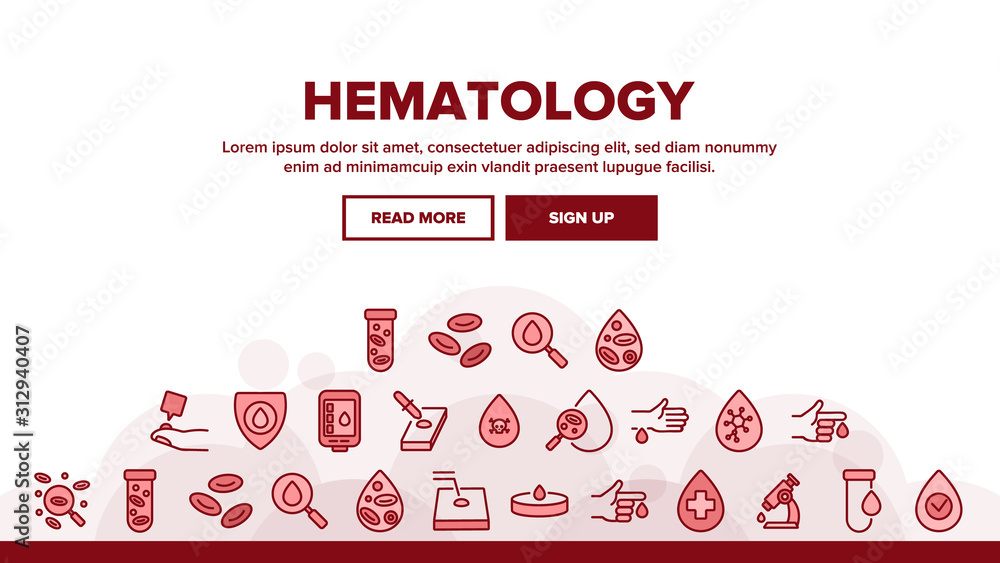 Hematology Landing Web Page Header Banner Template Vector. Blood ...