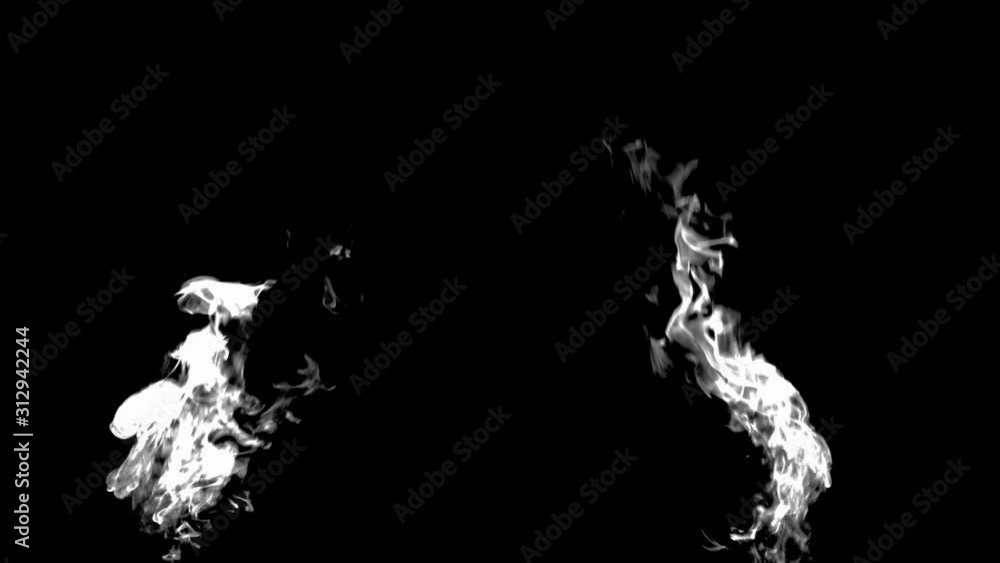 Vidéo Stock Fire flames burning from the center and splitting apart ...