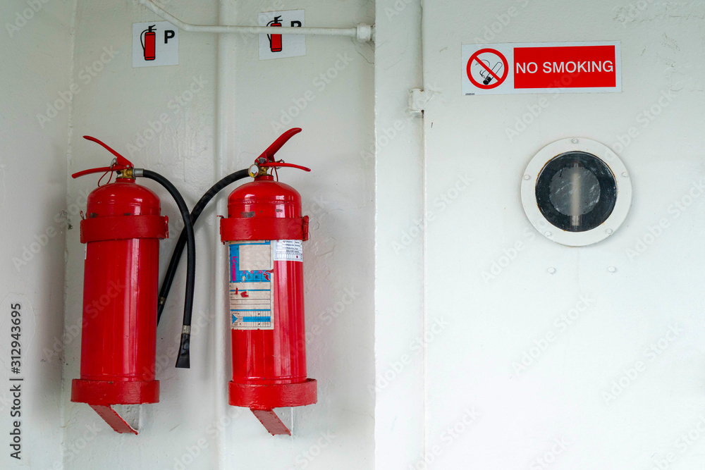 fire safety on the ship. fire extinguishers. safety standards for ...
