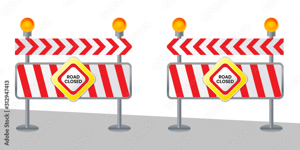 road sign closed for barrier construction marking Stock Vector | Adobe ...