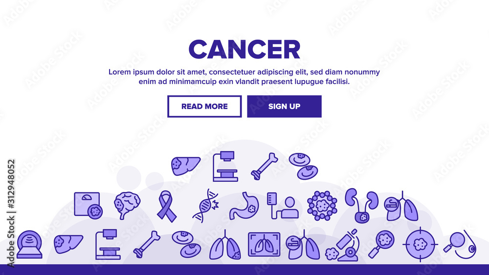 Cancer Anatomy Disease Landing Web Page Header Banner Template Vector ...