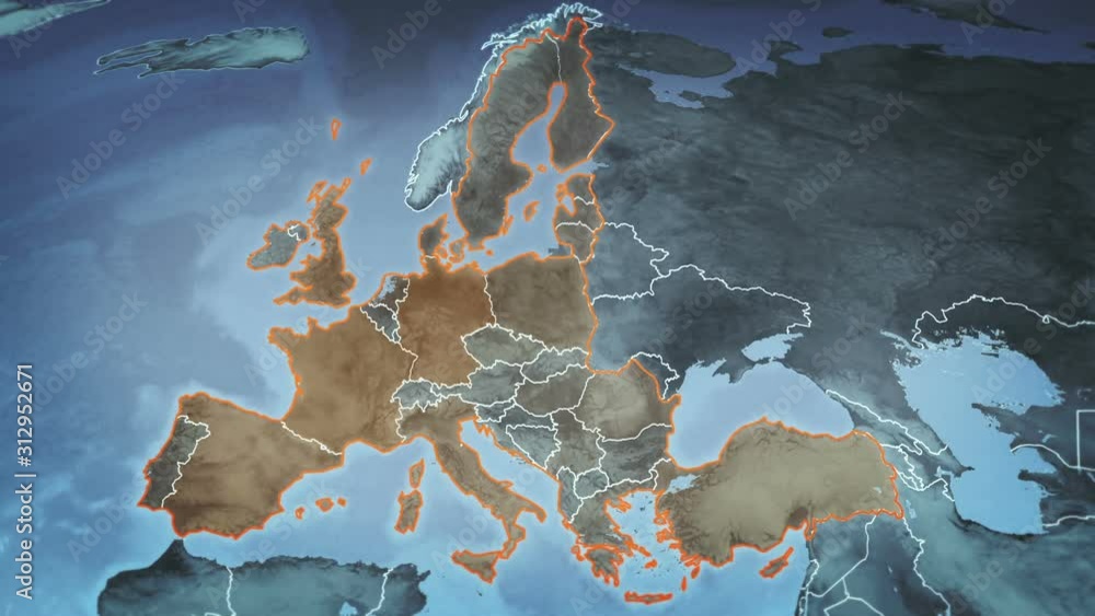 World map with European Airports, Roads and Railroads. Gray. Highly ...
