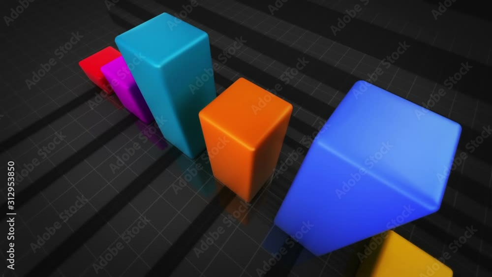 Growing bar and pie charts, without figures. Black background. 2 videos ...