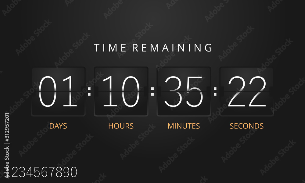 Flip countdown timer template. Vector. Stock Vector | Adobe Stock