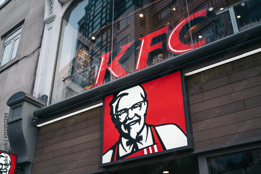 London, UK - January 02, 2020: KFC fast food restaurant. Kentucky Fried ...