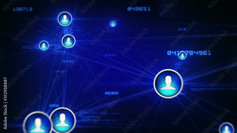 Growing social network with icons and data. 2 colors in 1 file. Blue ...