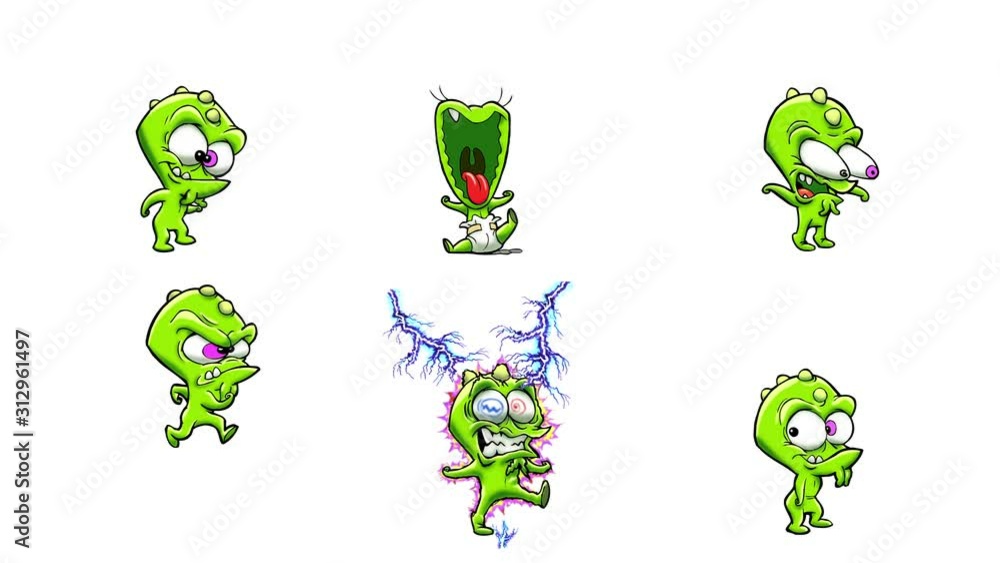 Animated monsters actions. 6 in 1. Luma matte. Animated monsters ...