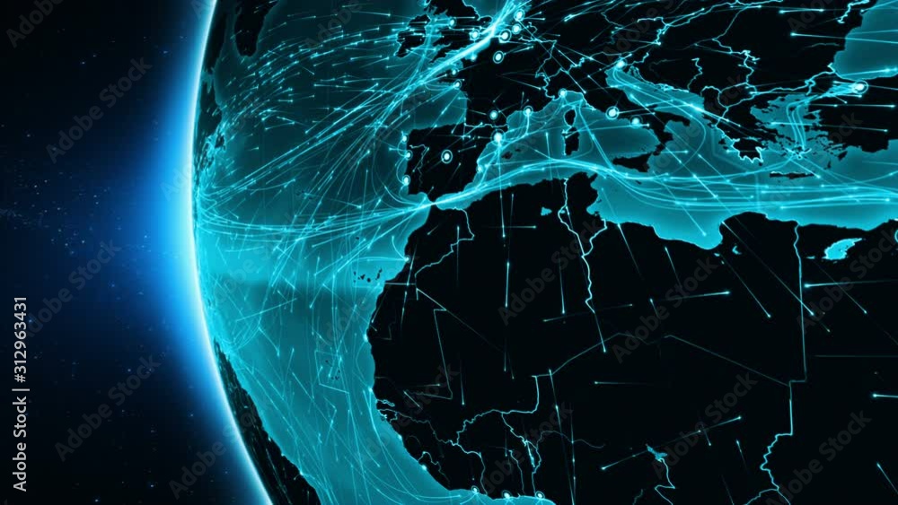 Earth connections. Africa. Aerial, maritime, ground routes and country ...