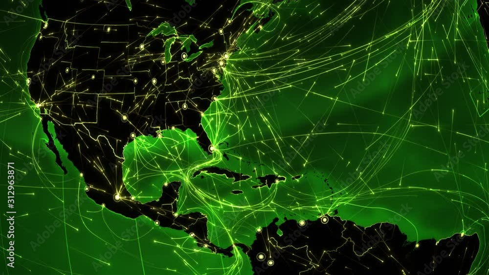 World connections. Central and North America. Animation of the Earth ...