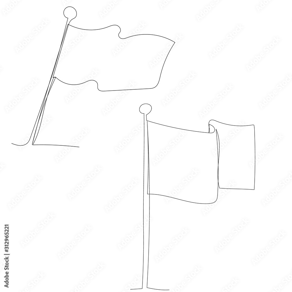 vector, isolated, continuous single line drawing, flag Stock Vector ...