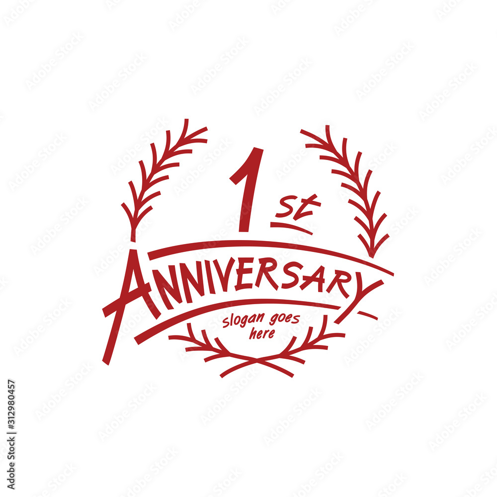 1 year design template. First year logo. Vector and illustration. Stock ...