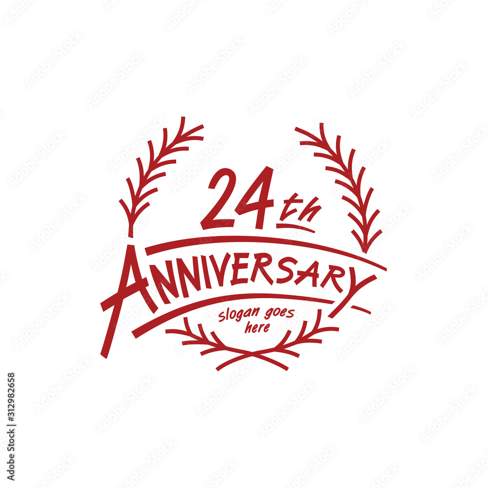 24 years design template. Twenty fourth years logo. Vector and ...