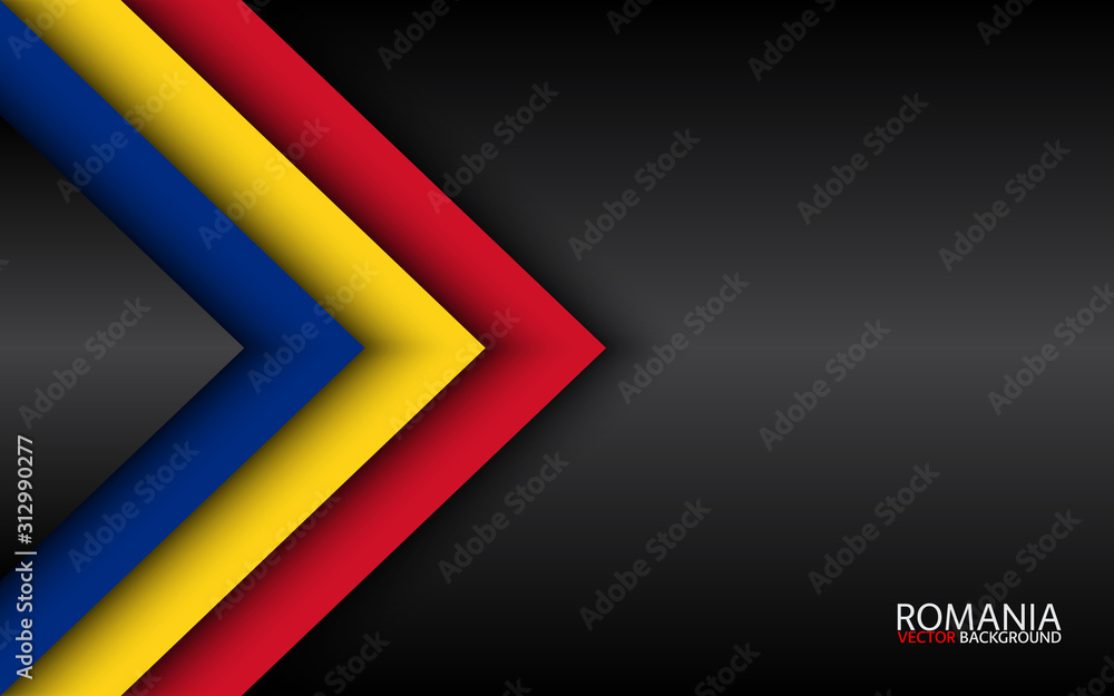 Modern vector overlayed arrows with Romanian colors and grey free space ...