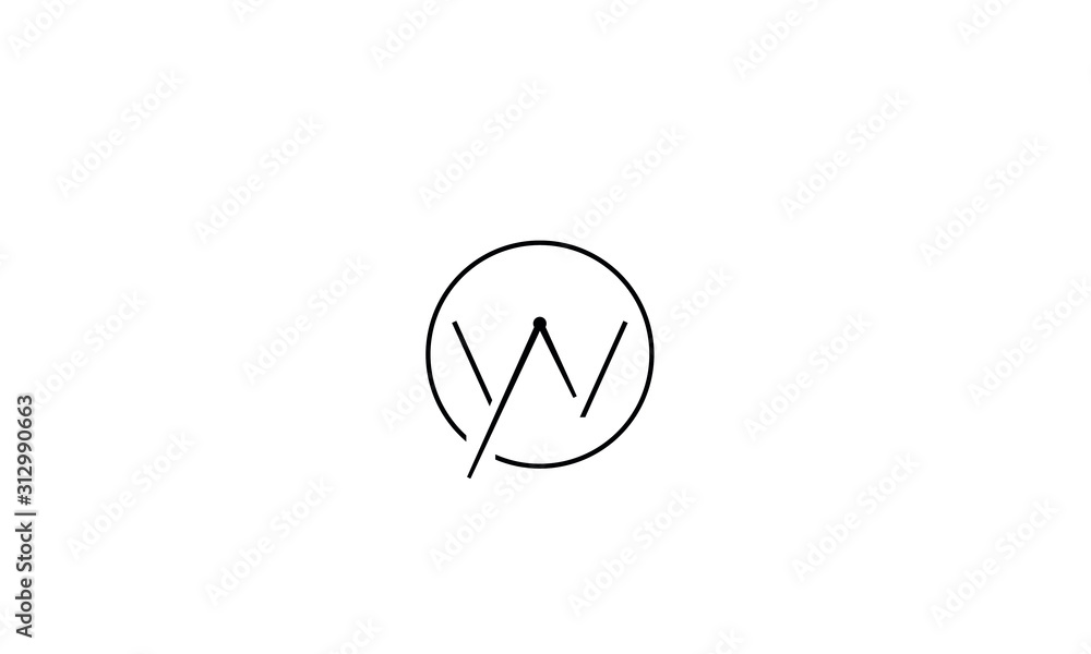 Alphabet icon logo of a W with a Clock hand Stock Vector | Adobe Stock