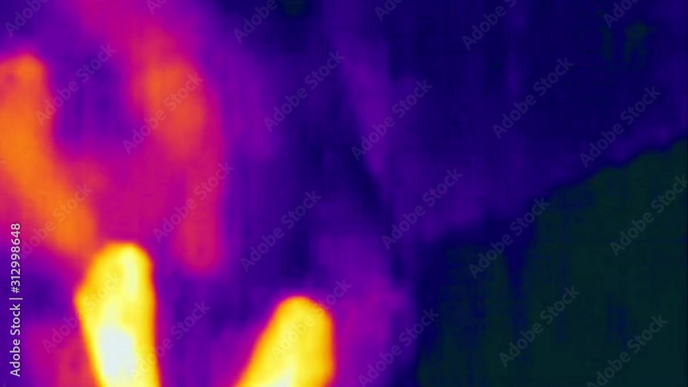 Infrared Thermal Footprints On Floor Of Man Walking Around In Room ...