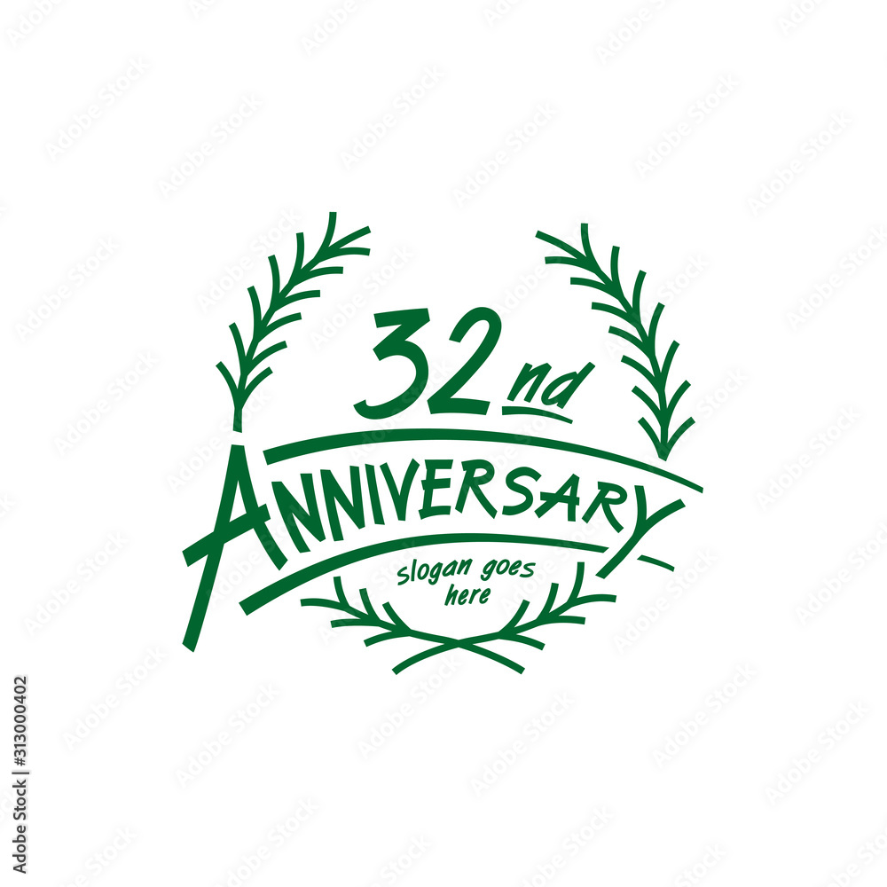 32 years design template. Thirty second years logo. Vector and ...
