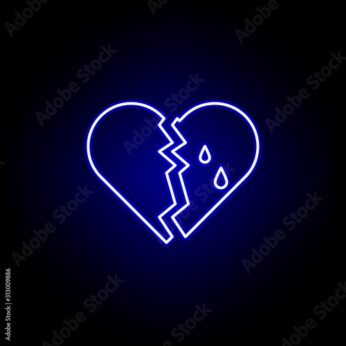 broken heart, death outline blue neon icon. detailed set of death ...