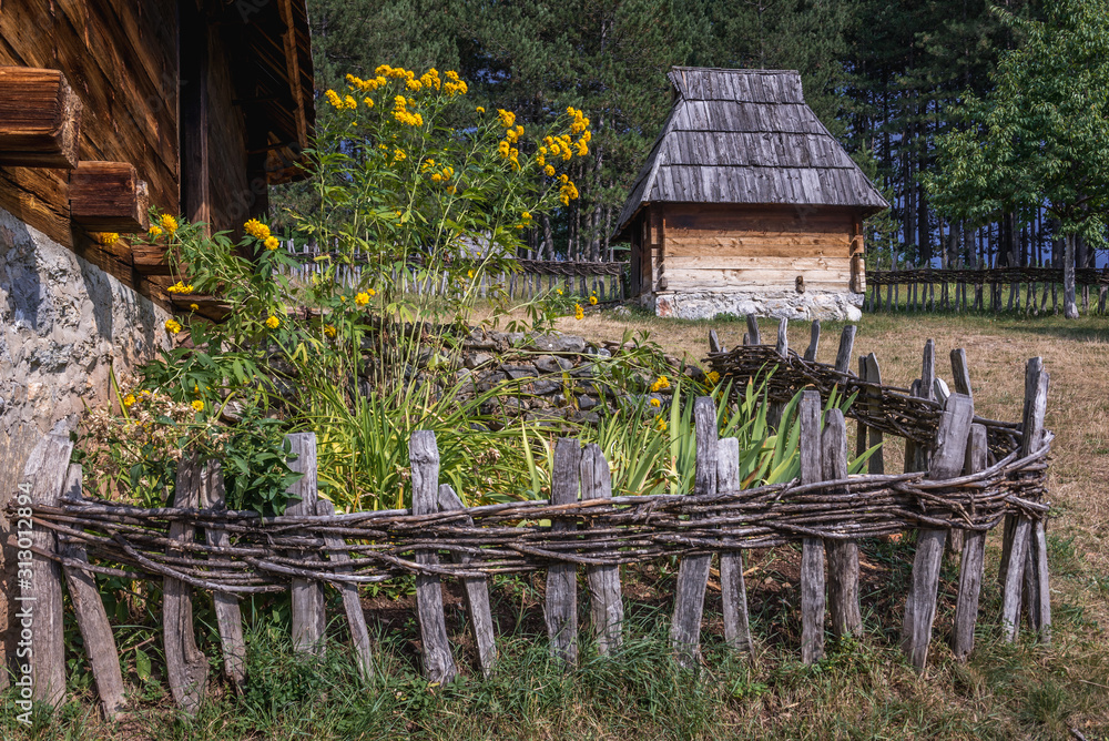 Stockfoto Sirogojno, Serbia - August 12, 2017: Exemple of traditional ...