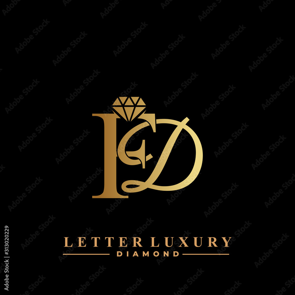Initial Letter Luxury FD with diamond. Diamond Icon in Flat Style Logo ...