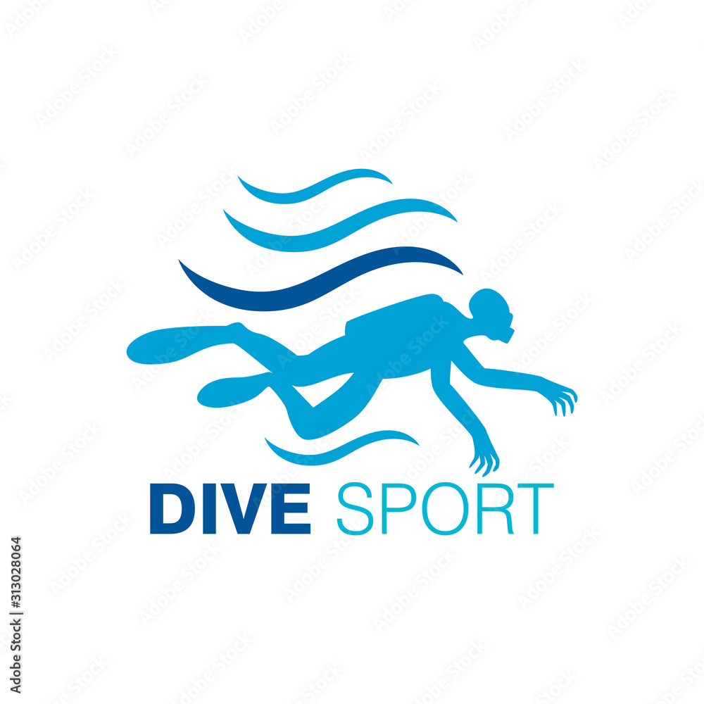 Scuba Diving Logo Design Vector Template Stock Vector | Adobe Stock